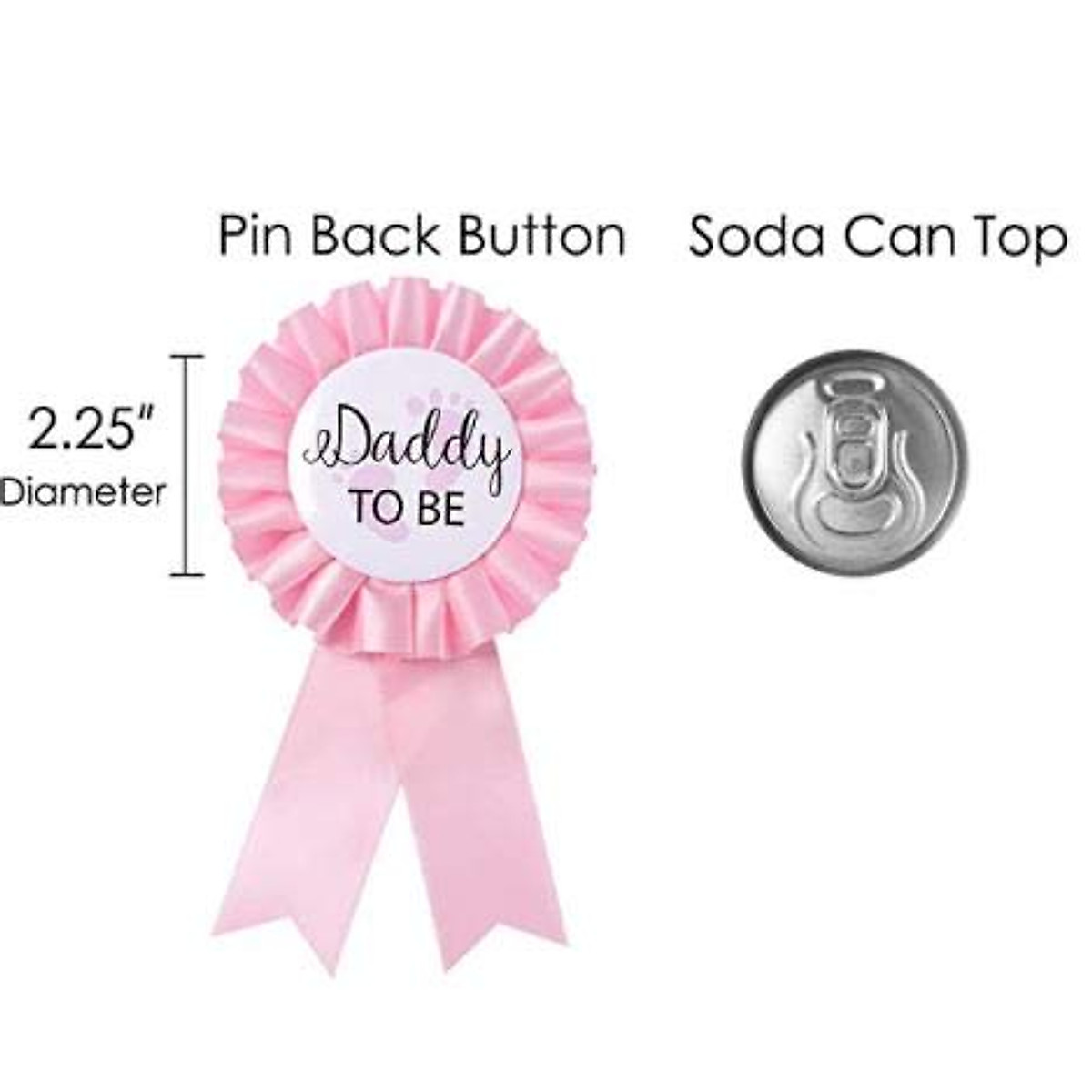 CoolerthingsDG, Daddy to be & Mom to be Tinplate Badge Pin - Baby Shower Button New Dad Gifts Gender Reveals Party Baby Girl Pink Rosette Button Baby Celebration ( Pink) White