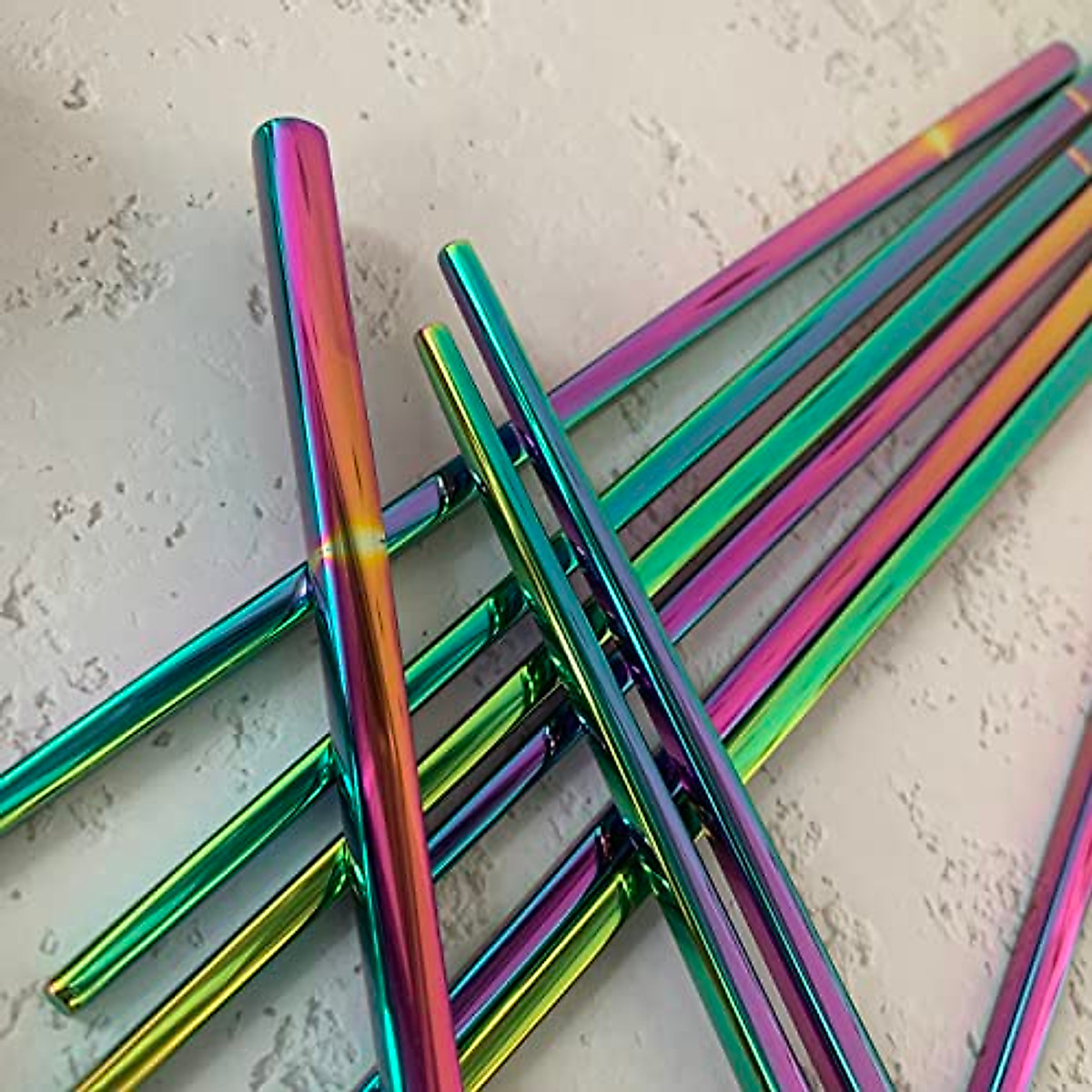 Koolemon 5pairs Polished Multicolor Rainbow 304 Stainless Steel Chopsticks Set,Metal Chopsticks Reusable, Dishwasher Safe, Traditional Chopstick,9.5inch