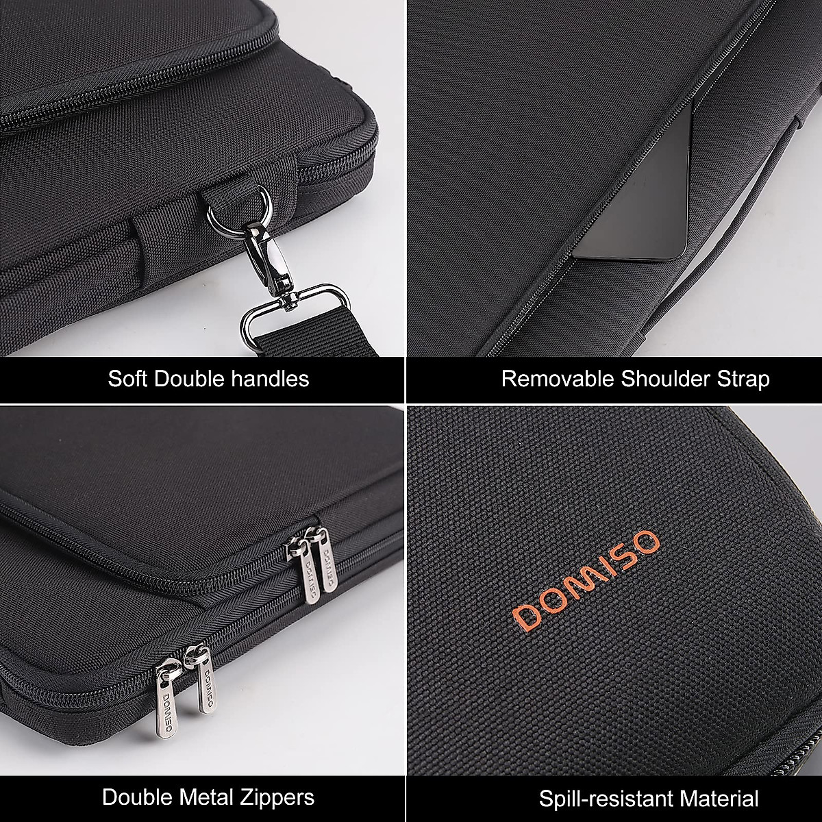 DOMISO 15.6 Inch Laptop Bag Cover Waterproof Notebook Shockproof Sleeve Case Shoulder Bag Protective Cover for 15.6" HP 15/ThinkPad E575/Dell/Lenovo IdeaPad S510/Dell XPS 15,Black