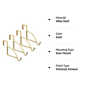 Hotop 4 Pieces Over Door Hooks Hanger Multi Hanging Storage Organizers Valet Hooks for Coats Clothes Hoodies Hats Scarves Purses Keys Bath Towels Robes & More (Champaign Gold)