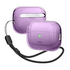 elago Compatible with AirPods Pro 2nd Generation Case Clear with Lanyard - Compatible with AirPods Pro 2 Case, Protective Cover, Shockproof, Wireless Charging, Reduced Yellowing [Deep Purple]