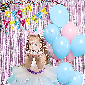 BRAVESHINE Pink Glitter Tinsel Foil Fringe Curtains - 2 Pcs 3.2x8.2 ft Metallic Holiday Photo Backdrop for Girl Princess Birthday Wedding Unicorn Bridal Shower Bachelorette Party Supplies Decorations