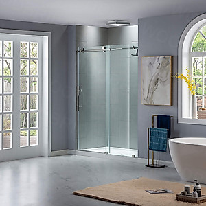 WOODBRIDGE MBSDC6076-C Frameless Sliding Glass Shower Door | 56"-60"W x 76"H | Chrome Finish