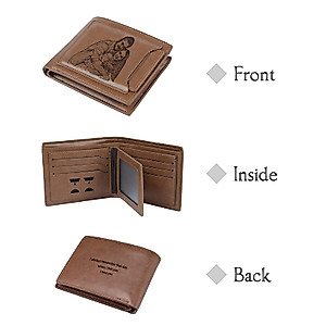 Lovejewelry Personalized Custom Picture Wallets for Men Engraved Leather Photo Wallet for Father Boyfriend (Style 4)