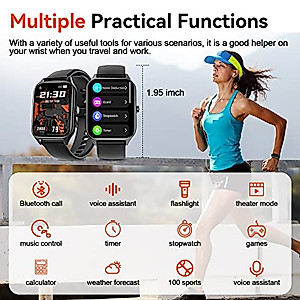 Smart Watch for Men Women with Bluetooth Call, 2023 Newest 1.95''HD DIY Dial Fitness Activity Tracker Waterproof Fitness Watch with Heart Rate Sleep Monitor, Multi-Sports Smartwatch for Android iOS…