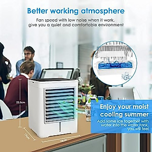 Personal Air Cooler, Portable Evaporative Conditioner with 3 Wind Speeds Touch Screen Small Desktop Cooling Fan, Mini Air Conditioner Fan for Home, Bedroom Room, Office, Dorm, Camping Tent