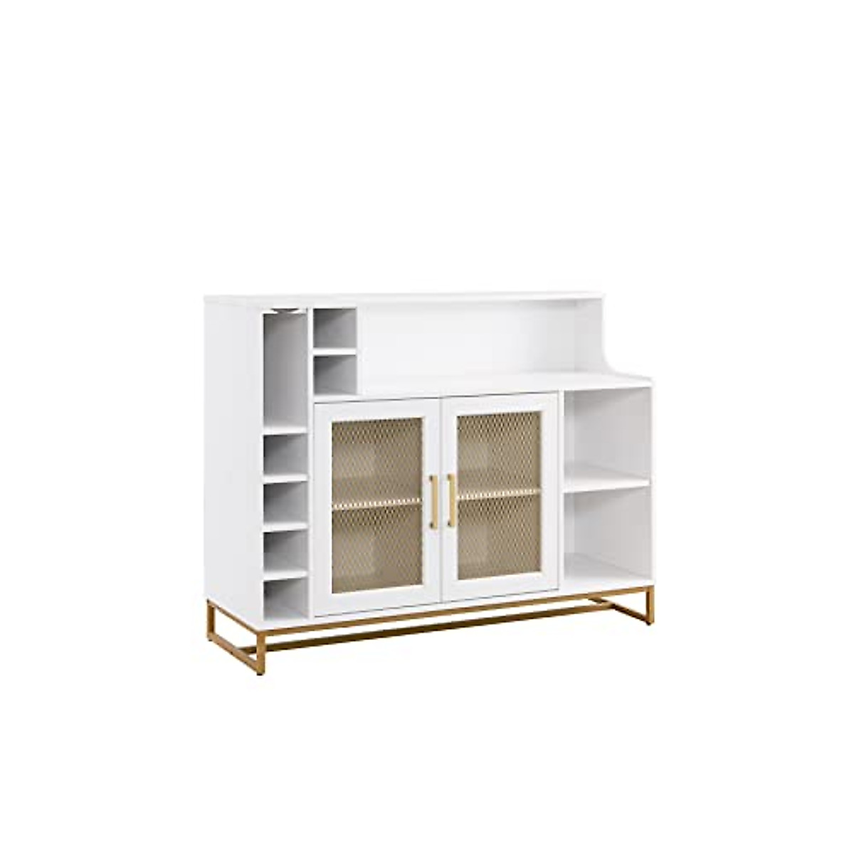 Home Source White Accent Bar Cabinet with Mesh Door