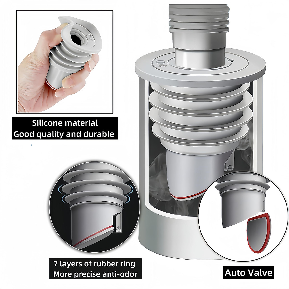 COLDDD Washing Machine Drain Hose Seal, Anti-Odor Floor Drain Plug Sewer Pipe Seal Ring Sealing Cover, Washing Machine Sealing Plug (1, M(40-45))