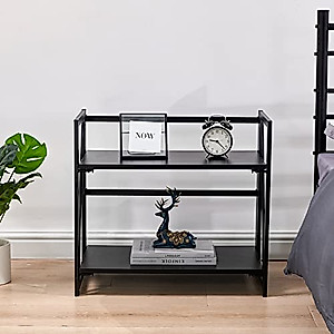 FurnitureR Folding Bookshelf 2 Tiers Bookcase Multifunctional Plant Flower Stand No Assembly Shoe Rack Stackable Shoe Shelf Storage Organizer for Entryway Hallway Closet, 23.6 X 11.8 X 19.6 Inches