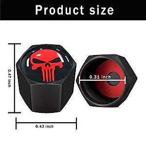 Ajxn 4 Pack Skull Car Wheel Tire Valve Stem Caps Airtight Dust Proof Covers Universal Tire Air Valve Caps, Trucks, Bicycles, Car Accessories for Men and Women Red