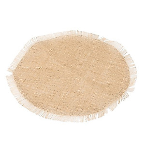 The Country House Collection 14 Inch Fringed Burlap Round Mat 14 inch Burlap Single Placemat