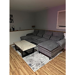 Symmetrical U Shaped Modular Sectional Sofa Cloud Couch, 6 Seater Oversized Convertible Sleeper Couch with Double Chaise & Memory Foam, Deep Seat Corner Sofa&Couches for Living Room Office