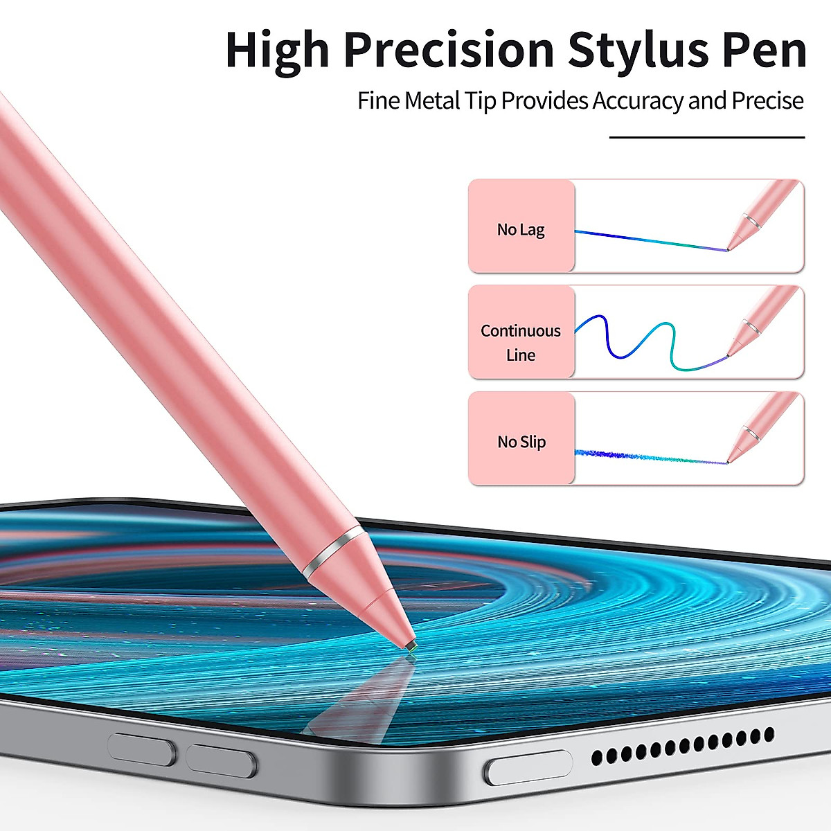 Active Stylus Pens for Touch Screens, Digital Stylish Pen Pencil Rechargeable Compatible with Most Capacitive Touch Screens