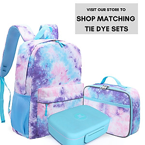 Fenrici Tie Dye Lunch Box for Girls, Teens, Women, Kids, Insulated Lunch Bag, Soft Sided Compartments, Spacious, BPA Free, Food Safe, 10.8in x 8.5in x 2.8in, Pastel Pink Tie Dye