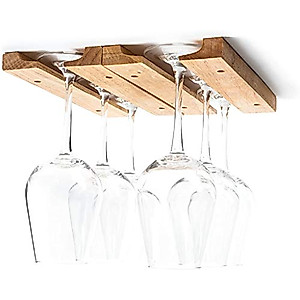 Fox Run Mounted Under-Cabinet Wooden Wine Glass Holder Rack, 11 x 7 x 0.75 inches, Brown