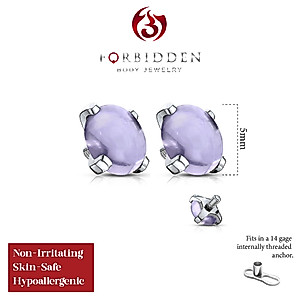 Forbidden Body Jewelry 14g Surgical Steel 5mm Synthetic Stone Dermal Top (Amethyst Single)