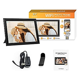 10.1 Inch WiFi Digital Picture Frame, IPS Touch Screen Share Pictures&Videos Via App or Email, Built in 32GB Memory, Support Micro SD Card Extend Storage, Auto-Rotate, Motion Sensor