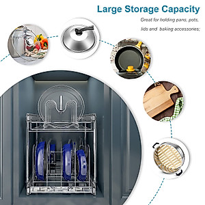 TQVAI Pot and Pan Organizer for Cabinet, Pot Lid Organizer Rack, Pull Out Sliding Cabinet Organizer - Separate Full-Extension Guide Rail - Cabinet Request at Least 15" W x 22.5" D x 22.5" H