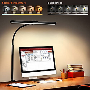 selfila LED Desk Lamp with Clamp - Architect Desk Lamp Swing Arm Task Light 360 ° Rotation Gooseneck Desktop Lighting for Office Home Workbench Drafting Reading