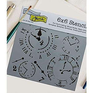 3 Crafters Workshop Mixed Media Stencils | Gears, Clock, Steampunk, Watch Face, Flower Designs | for Journaling, Scrapbooking, Card Making | 6 Inch x 6 Inch Templates Set with Board, Total 4 Items