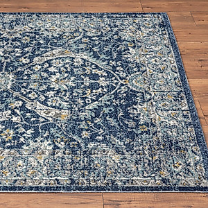 LUXE WEAVERS Euston Collection 8060 Blue 8x10 Modern Oriental Area Rug
