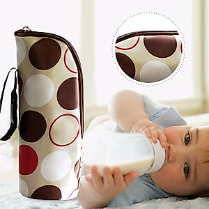 Rolin Roly 2 Pack Bottle Cooler Bag Baby Bottle Organizer with Strap Baby Thermal Insulated Bags Portable Multipurpose Breastmilk Tote 8 x 8 x 24cm (Love + wave)