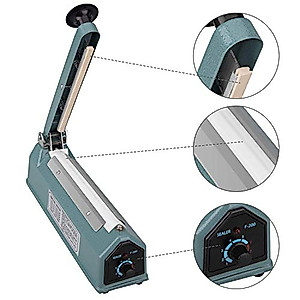 Impulse Sealer, 8 inch Handheld Impulse Bag Heat Sealer Packaging Machine for Self Sealing Plastic Poly Cellophane Mylar Shrink Wrap Clip Bags