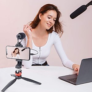 EACHSHOT Smartphone Vlogging Kit with Microphone,Tripod, Dongle Compatible iPhone 12 Mini Pro Max,11 Pro XS XR iOS Devices Android - Microphone for Video Recording Vlog Live Streaming YouTube TikTok