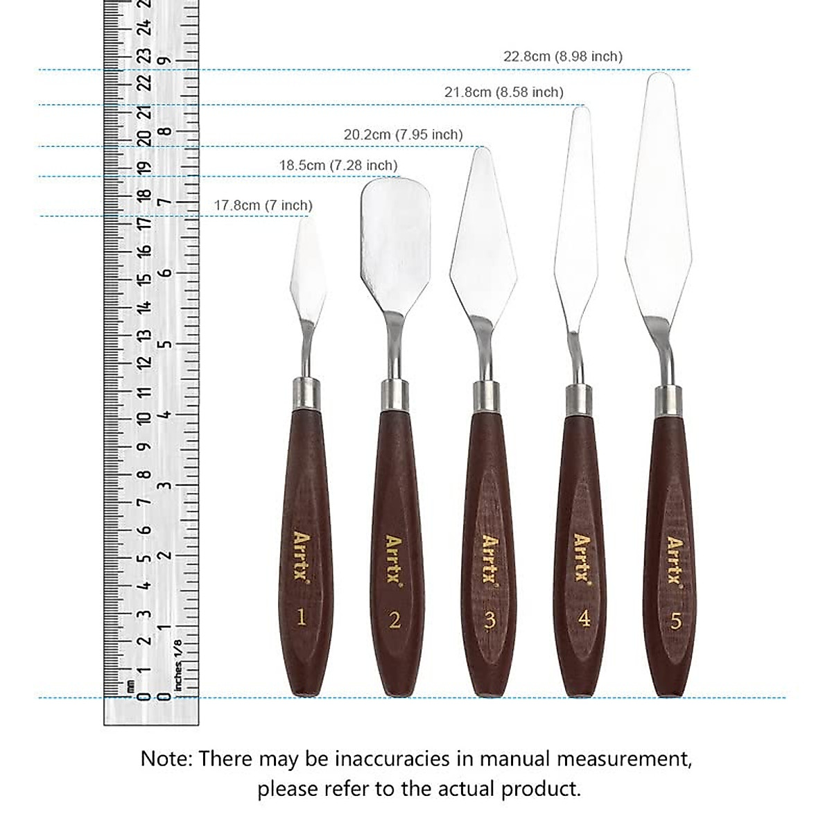 5 Pieces Painting Knives Stainless Steel Spatula Palette Knife Oil Painting Accessories Color Mixing Set for Oil, Canvas, Acrylic Painting-Lightwish