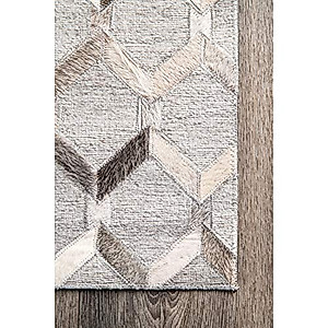 nuLOOM Modern Cowhide Trellis Area Rug, 10' x 14', Grey