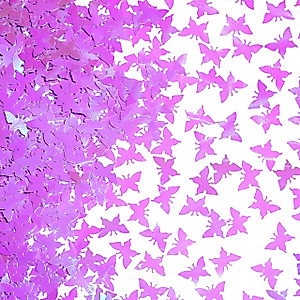 Purple Butterfly Party Table Confetti - Wedding Bachelorette Birthday Party Foil Metallic Sequins Confetti Engagement Bridal Shower Mothers Day Party Sprinkles Scatter Confetti Decorations, 60g