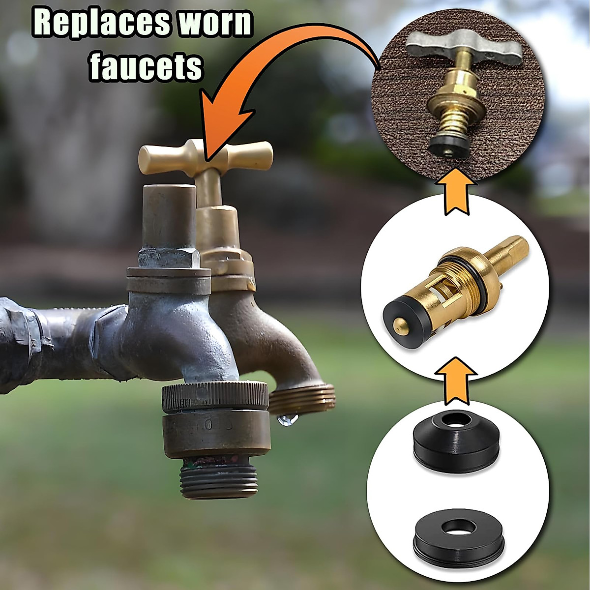 116 PCS Faucet Washer Assortment Kit Outdoor Faucet Repair Kit with Brass Screws Flat and Beveled Washers for Use with Assorted Quick-Opening Style Faucets Stem Worn Out Washer Replacements (116 PCS)