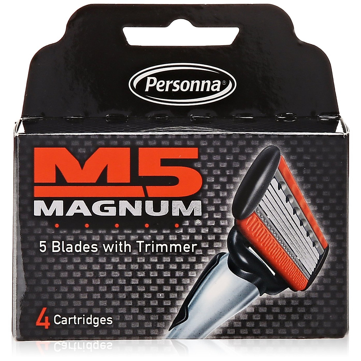 M5 Magnum Razor Cartridge Blades with Trimmer, 4 Count Refill Blades (2 Pack)