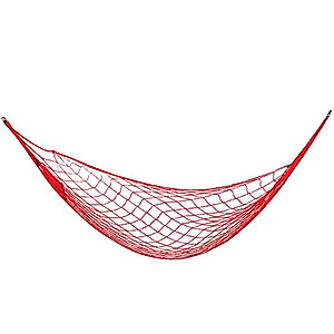 Portable Camping Hammock Nylon Mesh Rope Hanging Bed Outdoor Garden Hanging Mesh Net Sleeping Bed Chair Swing for Hiking Camping Travel Sports Beach Yard Relaxing (Red)