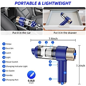 Upgraded Bug Vacuum & Handheld Vacuum Cordless High Power 16000PA Bug Vacuum for Adults Portable Bug Vacuum Catcher for Home Office Car Insect Vacuum Catcher for Small Spider Wasp Moth Ladybug(Blue)