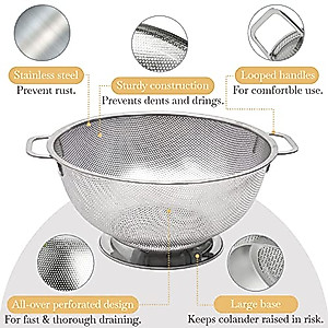 Bellemain 5 Qt Metal Colander with Handle | Pasta, Spaghetti, Berry, Fruit, Vegetable, Kitchen Food Strainer Basket | 18/8 Stainless Steel Colander Bowl | Pot Drainer for Cooking, Sifter Strainer