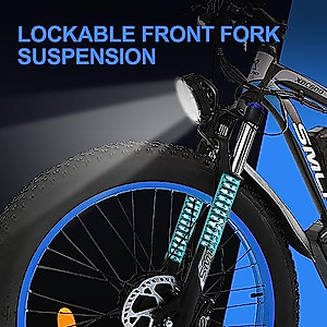 Geartist (US in Stock) Smlro XDC600 Plus Electric Bicycle 2000W Dual Motor 35MPH Ebike 48V 22.4Ah Mountain Snow E Bike 26" Fat Tire 21 Speed MTB for Trail Riding Excursion Commute (Black Blue)