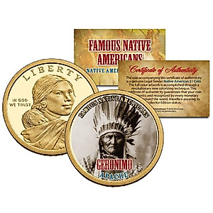 GERONIMOFamous Native Americans Sacagawea Dollar Colorized Coin APACHE Indian