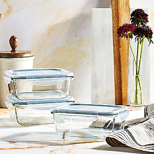 Mason Craft & More Leak Proof Glass BPA Free Plastic Locking Lid Food Storage container, 24 OUNCE SET, Clear