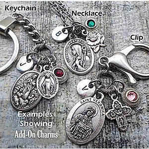 St. Elizabeth Ann Seton Necklace, Keychain or Clip, Swarovski Birthstone Crystal, Initial Charm, Patron Saint, Confirmation Gift, Catholic Jewelry