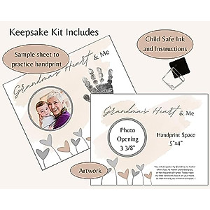 Baby Child Keepsake Handprint Frame for Grandma with Poetry - Loving Gift for Grandma for Christmas, Mother's Day- Made in USA