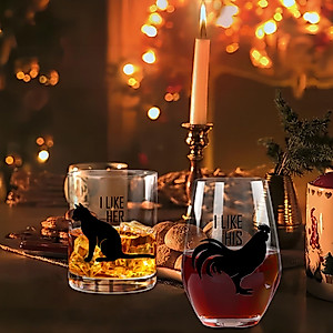 comfit Funny Anniversary Bridal Shower Gifts for Couples Her Him, [Gag Couple Gift], Wedding Gift for Newlywed, Wife Husband Boyfriend Girlfriend Gifts Naughty Cat Wine Glasses