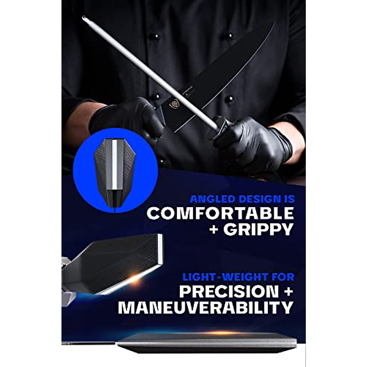 Dalstrong Honing Rod Steel - 9 inch - Shadow Black Series - Black Titanium Nitride Coated - High Carbon 7CR17MOV-X Vacuum Treated Steel - Scratch Free - NSF Certified