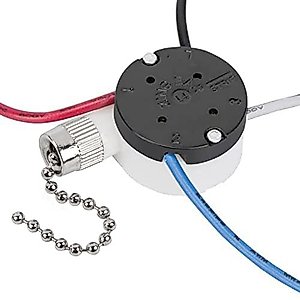 Ceiling Fan Switch Zing Ear ZE-208s E89885 3 Speed 4 Wire Pull Chain Switch Fan Light Switch Replacement Part with 4 Pre-Installed Wires(Nickel Chain)