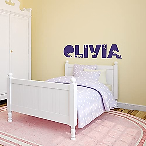 Dinosaur Custom Name Vinyl Wall Decal Sticker Art for Boys and Girls, Dino Theme Bedroom and Nursery Room Decor for Kids