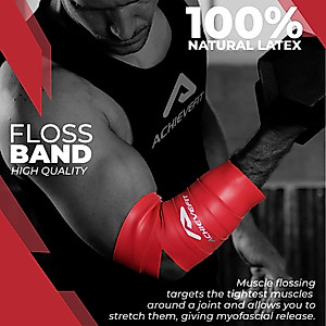 ACHIEVE FIT Muscle Compression Floss Bands - Therapy Rehab Band for Increasing Mobility - Recovery Fitness Bands for Tack and Flossing - Includes Nylon Travel Pouch Bag (2X Red 7' x 2" X 1.5 MM)