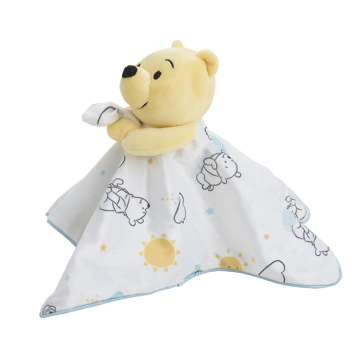Disney Winnie The Pooh White, Yellow, and Aqua Cloud and Sun Lovey Security Blanket