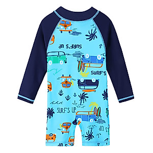 HUAANIUE Baby/Toddler Boy One-Piece Swimsuit UPF 50+ Long Sleeve Swimwear