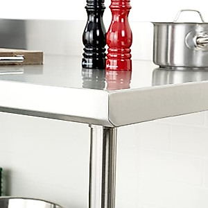 Restaurantware Kitchen Tek 16-Gauge 304 Stainless Steel Commercial Work Table - Medium Duty, 4" Backsplash, Undershelf - 30" x 60" - 1 count box,Silver
