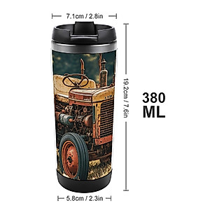 NTVOWPZO Travel Mug Old Tractor Photoes Farm Coffee Cup Reusable Insulated Tumbler with Lid Travel Coffee Mug Stainless Steel Insulated Coffee Tumbler for Coffee Tea And Drinks